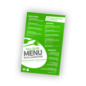 11 x 17 Laminated Menus | Flyersdirect.com